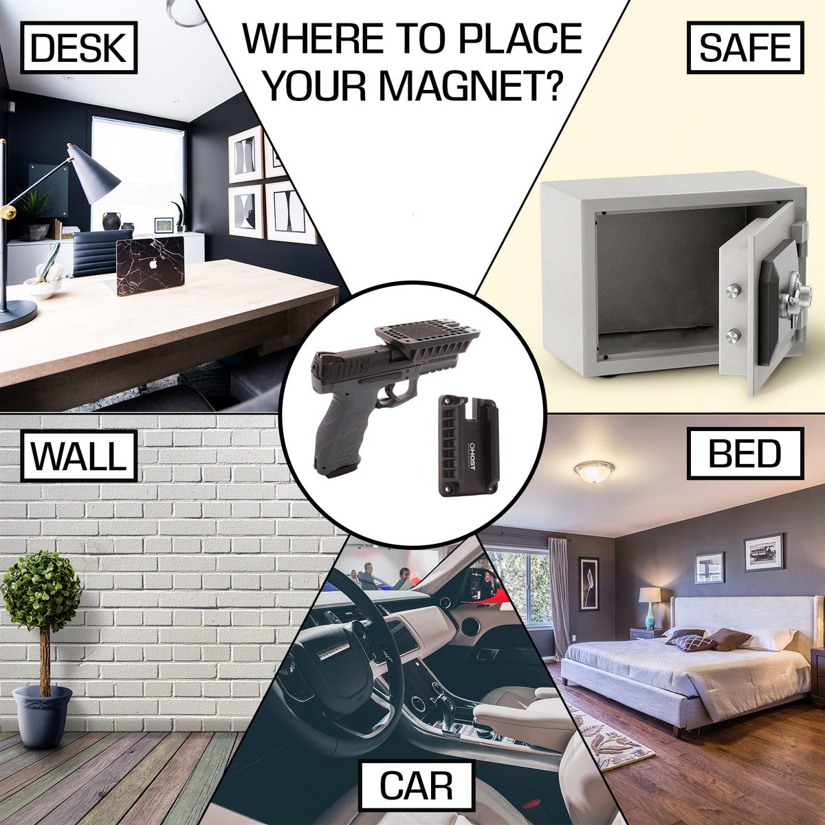 Tactical Quick Load Gun Magnet Mount Holster - Magnetic Car Gun Mount ...